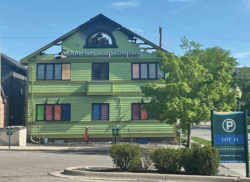 Firefighters battle blaze at Moon River Soap