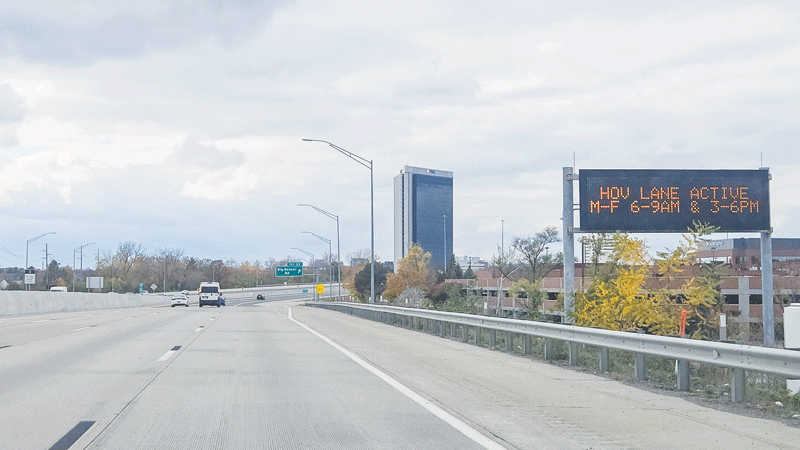 First high-occupancy lanes in Michigan implemented part-time on I-75