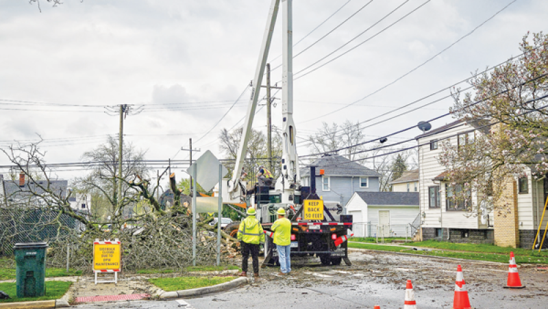 High winds cause damage to buildings, down trees