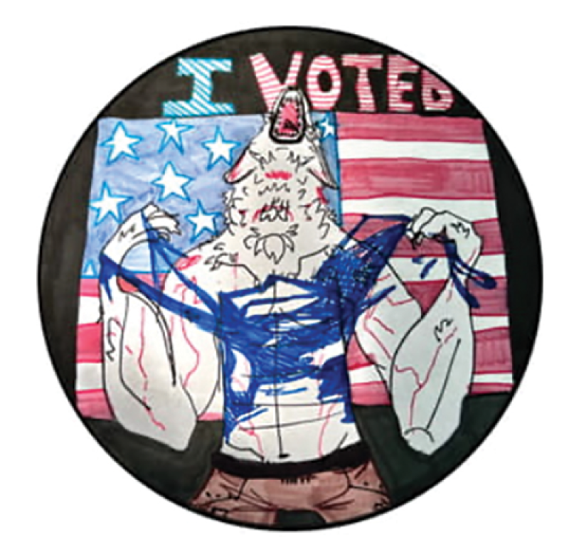 Student’s winning ‘I Voted’ sticker captures wild nature of modern voting